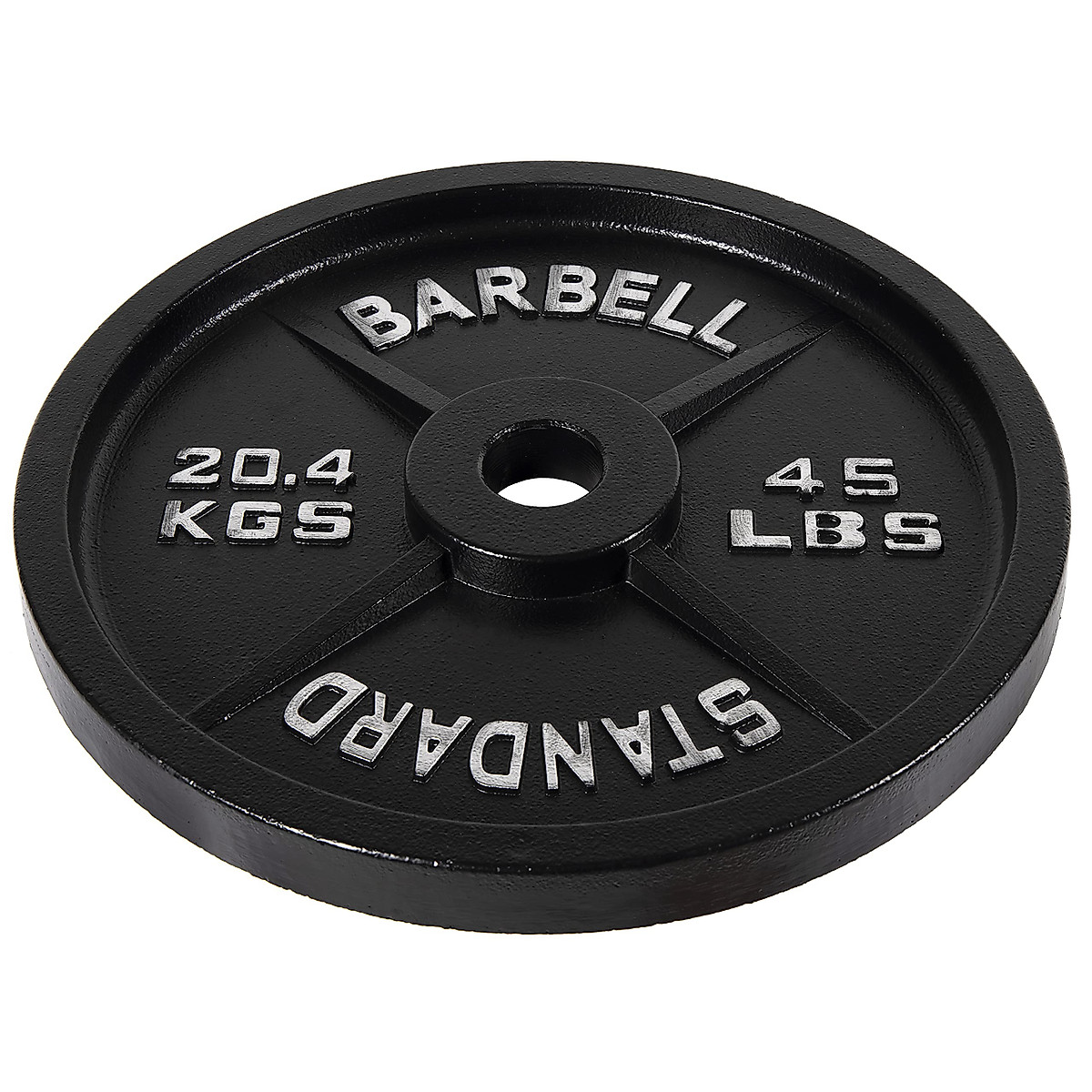 Signature Fitness Cast Iron Plate Weight Plate for Strength Training and Weightlifting, 2-Inch Center (Olympic), 45LB (Single)