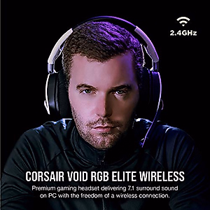 Corsair VOID RGB ELITE Wireless Gaming Headset - 7.1 Surround Sound - Discord Certified - iCUE Compatible - PC, Mac, PS5, PS4 - White