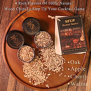 Cocktail Smoker Kit with Torch, Whiskey Smoker Kit, Old Fashioned Drink Smoker Kit – 4 Flavors Wood Chips, Whiskey Smoker Infuser Kit - Bourbon Gifts for Men, Dad (No Butane)