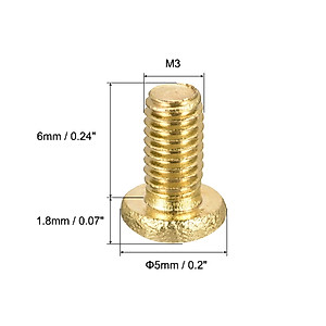 uxcell Brass Machine Screws, M3x6mm Phillips Pan Head Fastener Bolts for Furniture, Office Equipment, Electronics 36Pcs