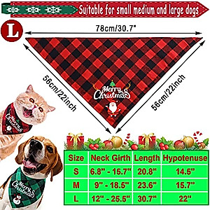 Christmas Dog Bandanas Scarf Classic Buffalo Plaid Pets Bandana Triangle Bibs Kerchief 2 Pack Merry Christmas Costume Accessories Decoration for Small Medium Large Dogs Cat Puppy Holiday Bandana