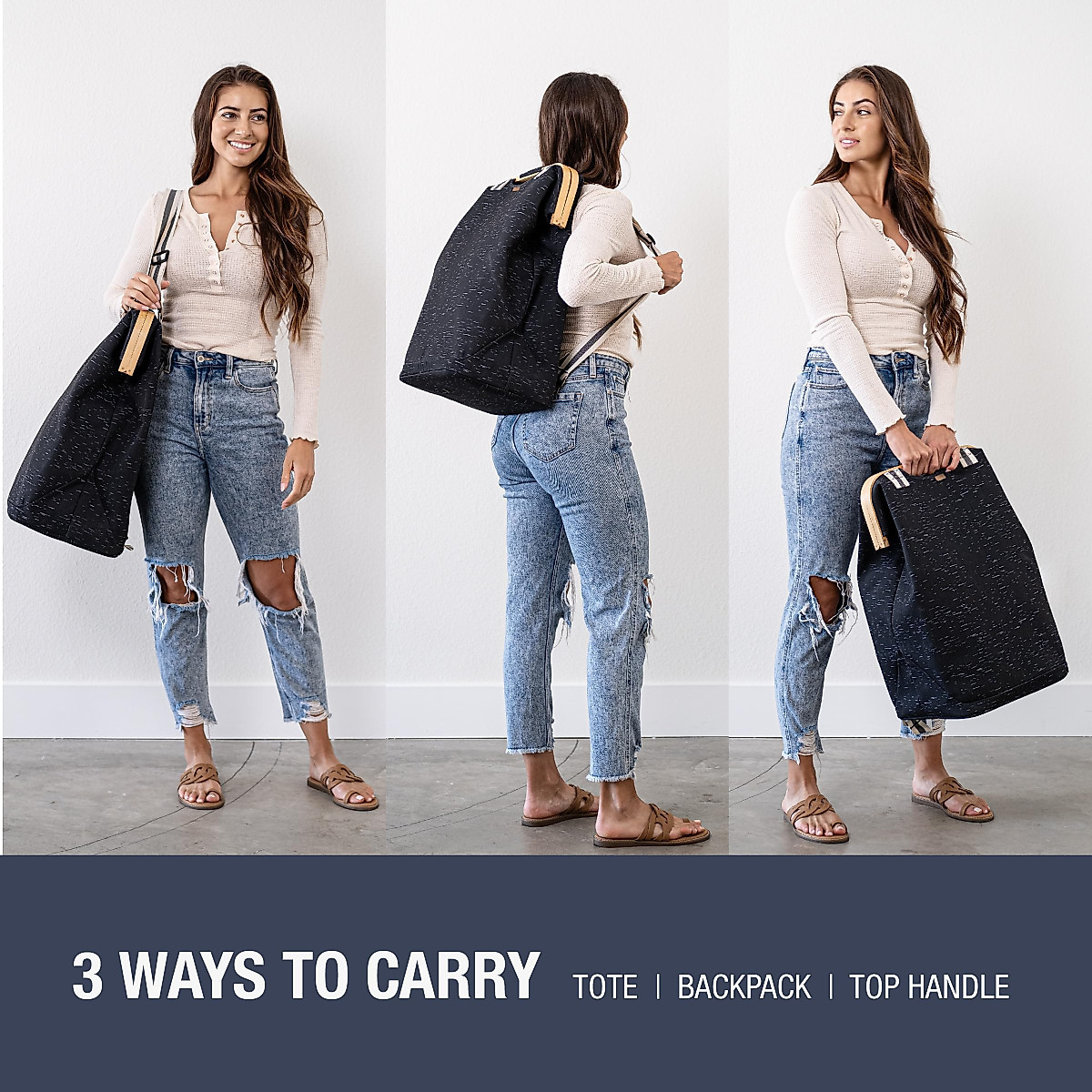 CleverMade Laundry Bag Backpack, 30 lb. Capacity, Black Birch – Large Laundry Bag for Dorm, Apartment, Travel - Hamper and Laundry Backpack Made From Recycled Materials