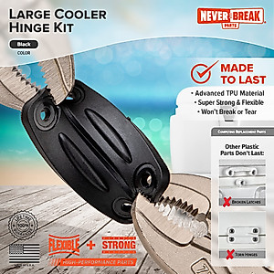 NeverBreak Parts - 3 Pack Black Igloo Cooler Hinges Replacement with Screws | High Strength Igloo Cooler Replacement Parts | Igloo Parts kit for ice chests