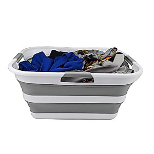 Collpasible Laundry Basket (42L Collapsible Laundry Basket (White/Grey))