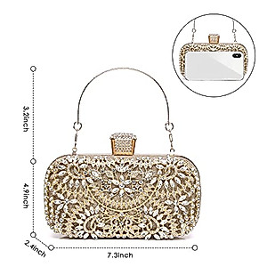 Vintage Bridal Clutch Evening Purse Gold Party Purse Prom Handbag Gold Bridal Clutch Party Gold Purse for Party Women Clutches Evening Wedding Clutch Gold Evening Clutch Prom Purses and Handbags(Glod)