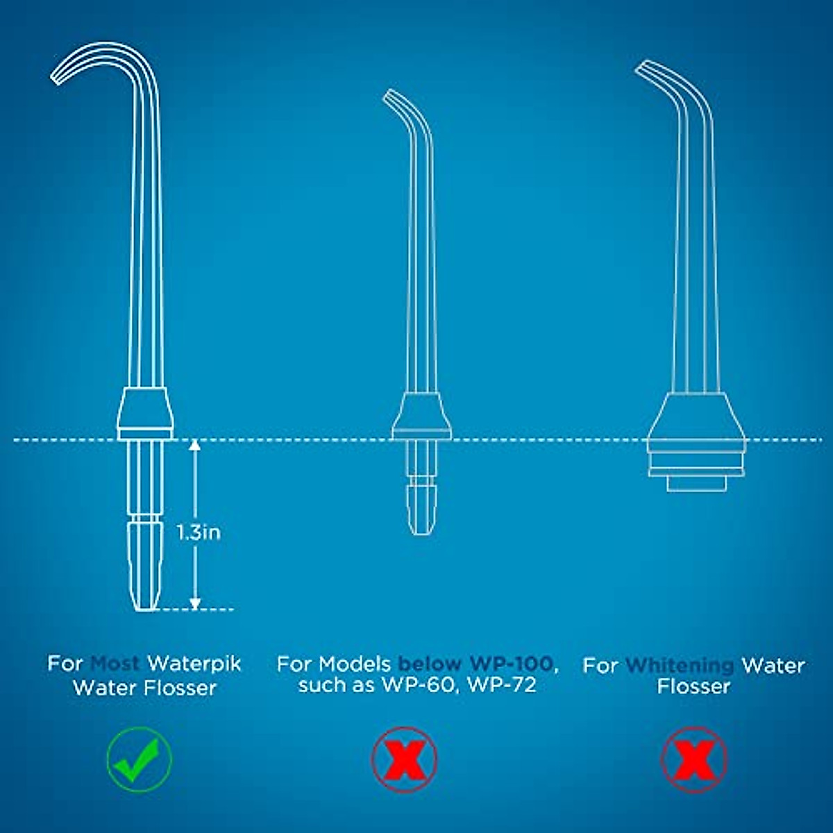 Replacement Tips for Waterpik Water Flosser (6 Implat Denture Tips)