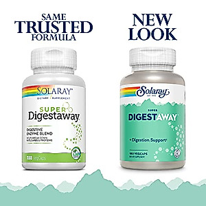 SOLARAY Super Digestaway Digestive Enzyme Blend | Healthy Digestion & Absorption of Proteins, Fats & Carbohydrates | Lab Verified | 180 VegCaps