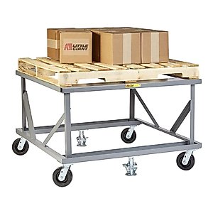 Little Giant 2PDFS406PH2FLLR Fixed Height Mobile Pallet Stand with Lower Deck and Load Retainer, 12"-22" Shelf Clearance, 3600lbs Load Capacity, 40" x 48" Deck Size