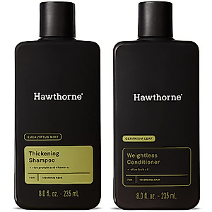 Hawthorne Men's Thickening Shampoo and Conditioner Hair Set. Includes Thickening Shampoo and Weightless Conditioner. 8 Fl Oz Each.