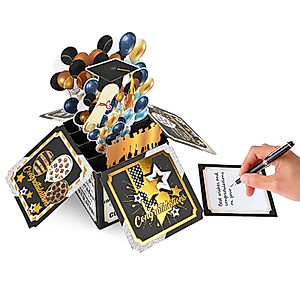 Giiffu Graduation Card, Graduation Pop Up Card, High School Graduation Cards, 3D Popup Greeting Graduation Gift Card for Boy Girl Brother Daughter, with Envelope and Note Card (Balloon