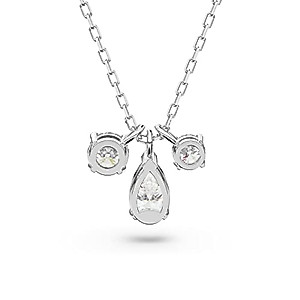 SWAROVSKI Attract Cluster Pendant Necklace with Pear and Circle Cut Clear Crystals on a Rhodium Plated Setting with Matching Chain
