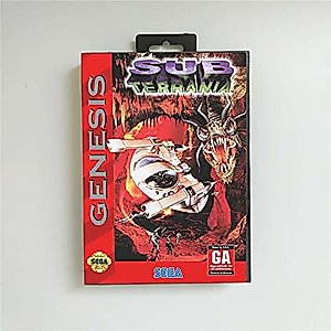 Lksya Sub-Terrania - USA Cover With Retail Box 16 Bit MD Game Card for Sega Megadrive Genesis Video Game Console (US EU Shell)