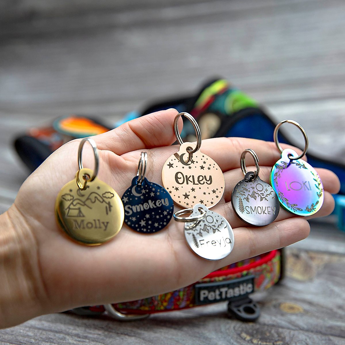 Personalized Dog Tag with 5 Lines of Custom Deep Engraved Durable Stainless Steel Pet ID Name Tag Designer Small Size Round