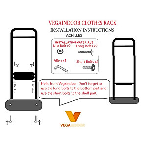 VEGAINDOOR Heavy-Duty Sturdy Clothes Rack with Wood & Metal Shelf , Freestanding Clothing Rack , Single Rod Garment Rack , Easy to Assemble Portable Clothes Rail , Storage Solution for Small Spaces