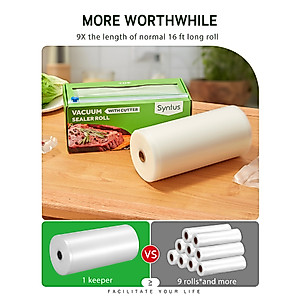 Syntus 11" x 150' Food Vacuum Seal Roll Keeper with Cutter Dispenser, Commercial Grade Vacuum Sealer Bag Rolls, BPA Free Food Vac Bags, Ideal for Storage, Meal Prep and Sous Vide