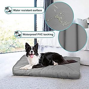 Waterproof Dog Bed Cover Canvas Washable Dog Crate Pad Replacement Cover, 34Lx22Wx3.5H inch, Gray