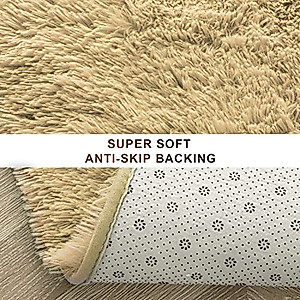 Sovolibee Ultra Soft Fluffy Area Rugs for Bedroom Living Room, Indoor Shaggy Non-Slip Floor Carpet for Room Girls Dorm Baby Nursery Play Mat- Modern Home Decor Rug 3x5 Feet Khaki