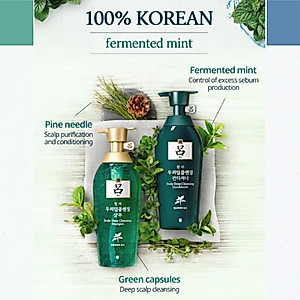 Ryo Scalp Deep Cleansing & Cooling Shampoo 500ml (16.9oz) Excess sebum care, Shampoo for smelly scalp, Fermented mint and other natural ingredients, Anti- Dandruff treatment