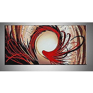 Seekland Art Hand Painted Abstract Oil Painting on Canvas Modern Wall Deco Artwork Framed Ready to Hang Contemporary Picture (Framed 48 * 24 inch)
