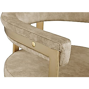 Meridian Furniture Marcello Collection Modern | Contemporary Velvet Upholstered Dining Chair with Brushed Brass Iron Frame, Set of 2, 23.5" W x 24" D x 28" H, Beige