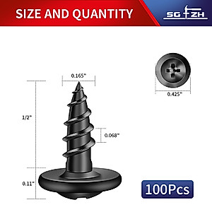 #8 x 1/2" Wood Screw 100Pcs Alloy Steel Standard Thread Truss Head Fast Self Tapping Black Oxide by SG TZH