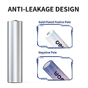 Deleepow AAA Rechargeable Batteries 1.2V 1100mAh 1200 Cycle Nimh Triple A Battery 8 Count with Micro USB and USB-C 2 Charging Port 8 Slot Smart Charger