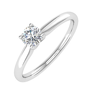 1/5 Carat 4-Prong Set Diamond Solitaire Engagement Ring Band in 10K White Gold (Ring Size 8)