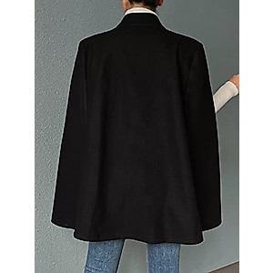 WDIRARA Women's Split Cloak Long Sleeve Open Front Cape Blazer Business Jacket Black S