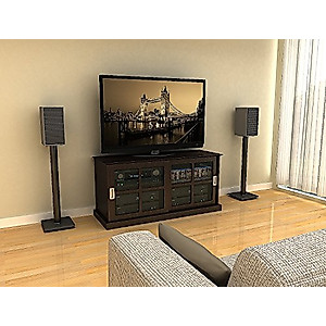 Atlantic Bookshelf Speaker Stands - Steel Construction, Pedestal Style & Built-in Wire Management, Support Bookshelf-Style Speakers up to 20 lbs. PN 77335799 - Black 2-Pack