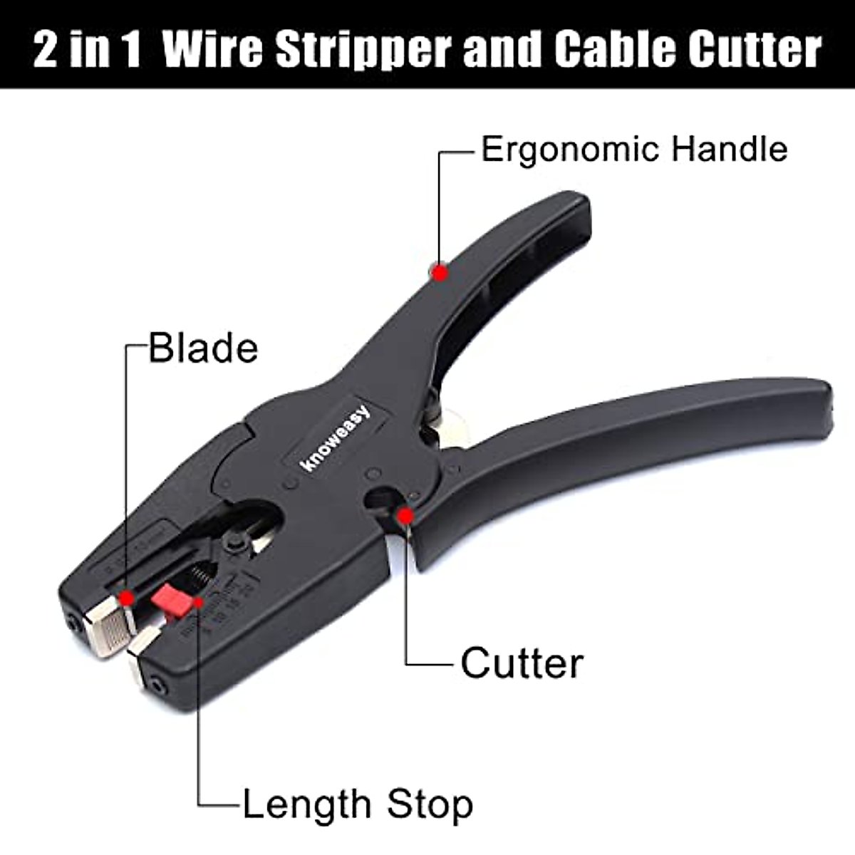 Wire Stripper, knoweasy Wire Stripper Tool with Cutter and 2 in 1 Wire Stripping Tool Works for Electronic,Electric,Automotive from 32 to 7 AWG