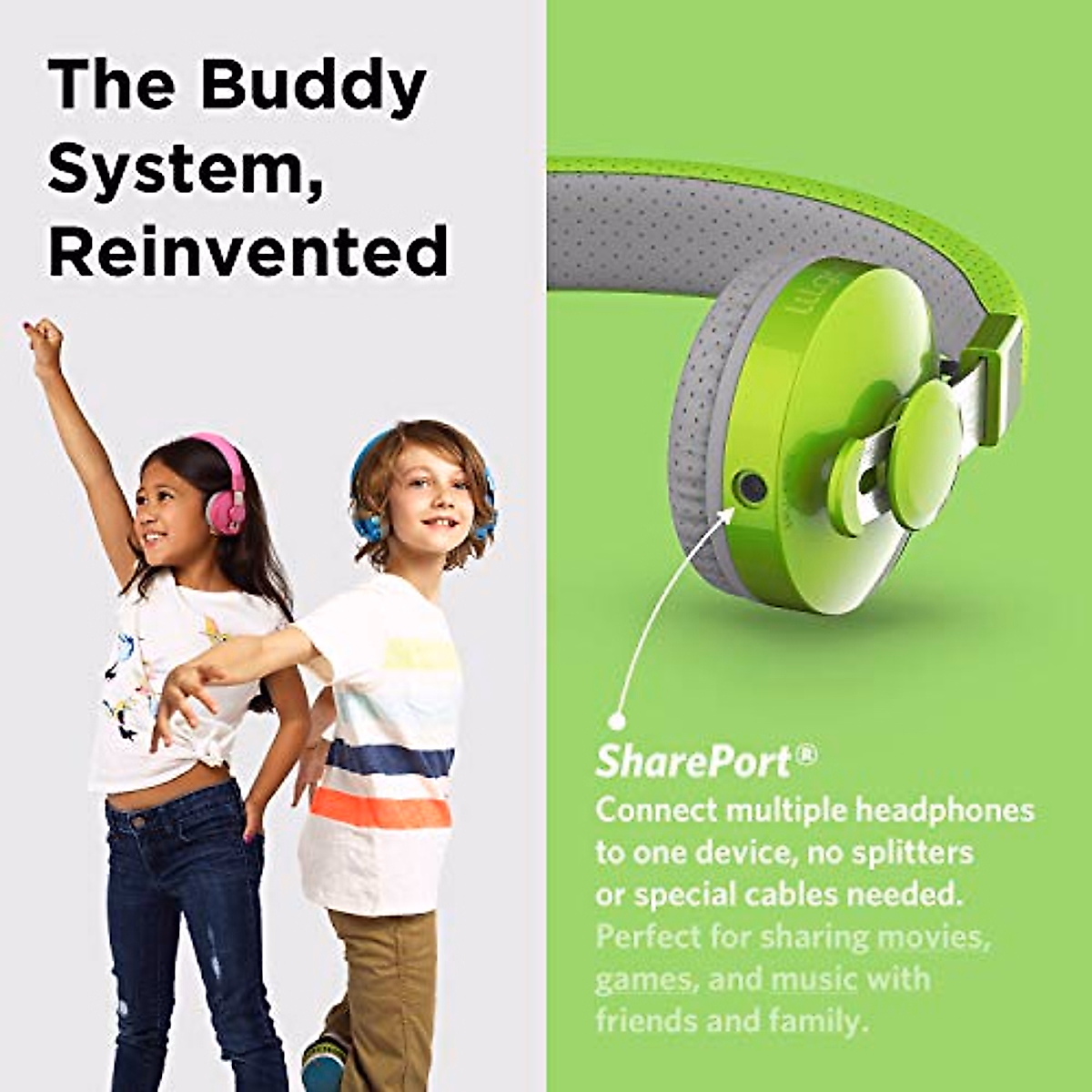 LilGadgets Untangled Pro Wireless Headphones for Kids, On-Ear Bluetooth Headphones with Built-in Microphone, No More Tangled Wires, Kids Headphones for School, Green