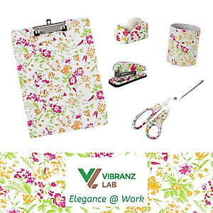 VIBRANZ-LAB Cute Tape Dispenser Desk Home Office Desk Supplies Fun Desk Accessories Floral Office Tape Dispensers Cute Office Supplies for Women Desk Weighted Non-Skid Non-Slip Base