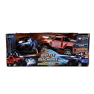 Jada Toys Battle Machines 1:16 Laser Combat RC Remote Control Car 2-Pack, 2.4 GHZ Red/Blue Truck, Toys for Kids and Adults (251109005)
