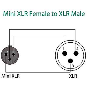 JOMLEY Mini XLR to XLR Cable, 3 Pin Mini XLR Female (TA3F) to Regular XLR Male Pro Lapel Microphone Cable - 3.3ft