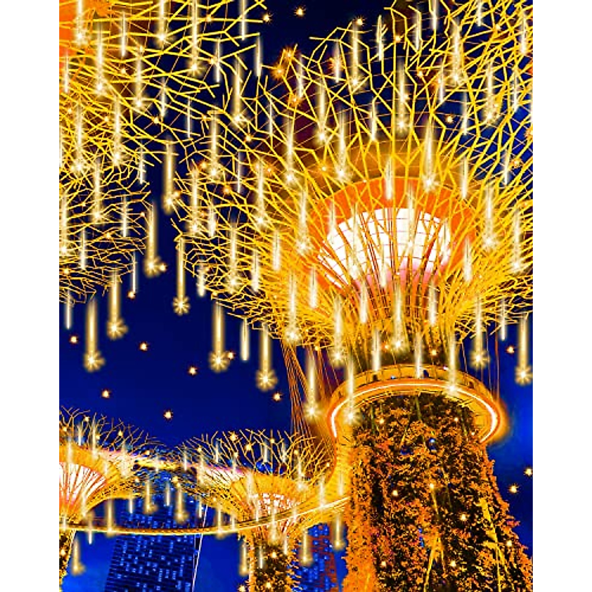 EAGWELL Outdoor Shower Lights, Warm White Meteor Shower Lights 50cm 10 Tube 540 LEDs Falling Rain Lights, Waterproof Meteor String Lights for Garden Yard Porch Wedding Party Christmas Tree Decor