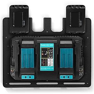 Riuog Wall Mount for Makita Battery Holders and Chargers Wall Mount, Stable 4 Piece Battery Holder 18V 14.4V and Charger Holder and Cordless Drill Driver, Order in Workshop and Garage