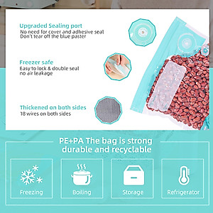 CABIBOX Handheld Vacuum Sealer, Sous Vide Bags, Vacuum Hand Pump with 20Pcs Reusable Food Saver Sealer Bags & 6 Sealing Clips & 1 handheld pump, Vacuum Zipper Bags for Sous Vide Cooking