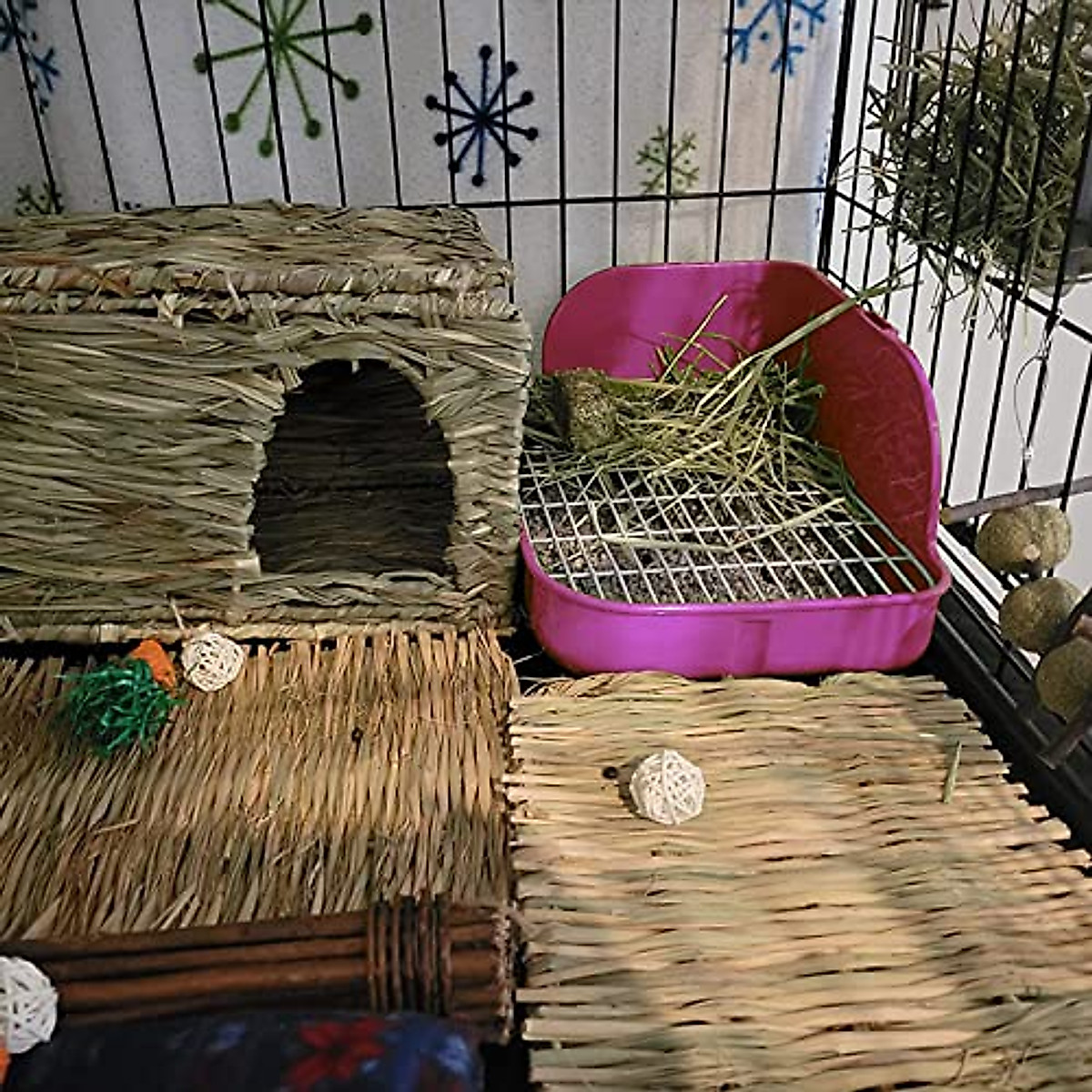 kathson Guinea Pig Litter Box,Bunny Potty Training,Plastic Square Small Animal Toilet,for Hamster Chinchilla Ferret Hedgehog Gerbil (Pink)