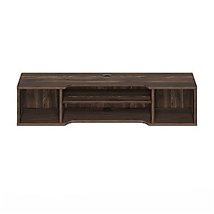 Furinno Indo Floating Storage Hutch Media Console, Columbia Walnut