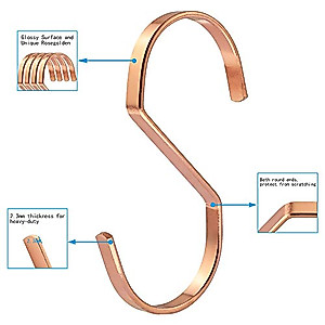 WHYHKJ 12pcs 4" Rose Gold Chrome Finish Stainless Steel Hanging Hooks Heavy-Duty S Hooks Home Storage Organizers Accessories