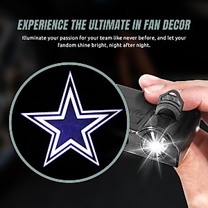 Sporticulture NFL American Football Dallas Cowboys - Led Car Door Light - Wireless Led Projector with One Team Logo Slide - Compatible for Most Car Models - Battery-Operated, 2.5” x 2.5”