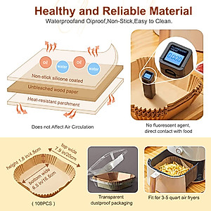 Air Fryer Disposable Paper Liner Square, 100PCS 6.5 inch Non-stick Air Fryer Liners, Baking Paper for Air Fryer Oil-proof, Water-proof, Food Grade Parchment for Baking Roasting Microwave