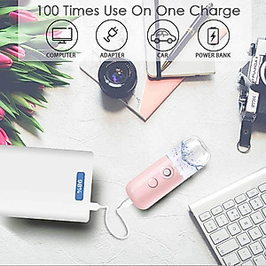 GIVERARE Nano Facial Steamer, Handy Mini Mister, USB Rechargeable Mist Sprayer, 30ml Visual Water Tank Moisturizing&Hydrating for Face, Daily Makeup, Skin Care, Eyelash Extensions-Pink