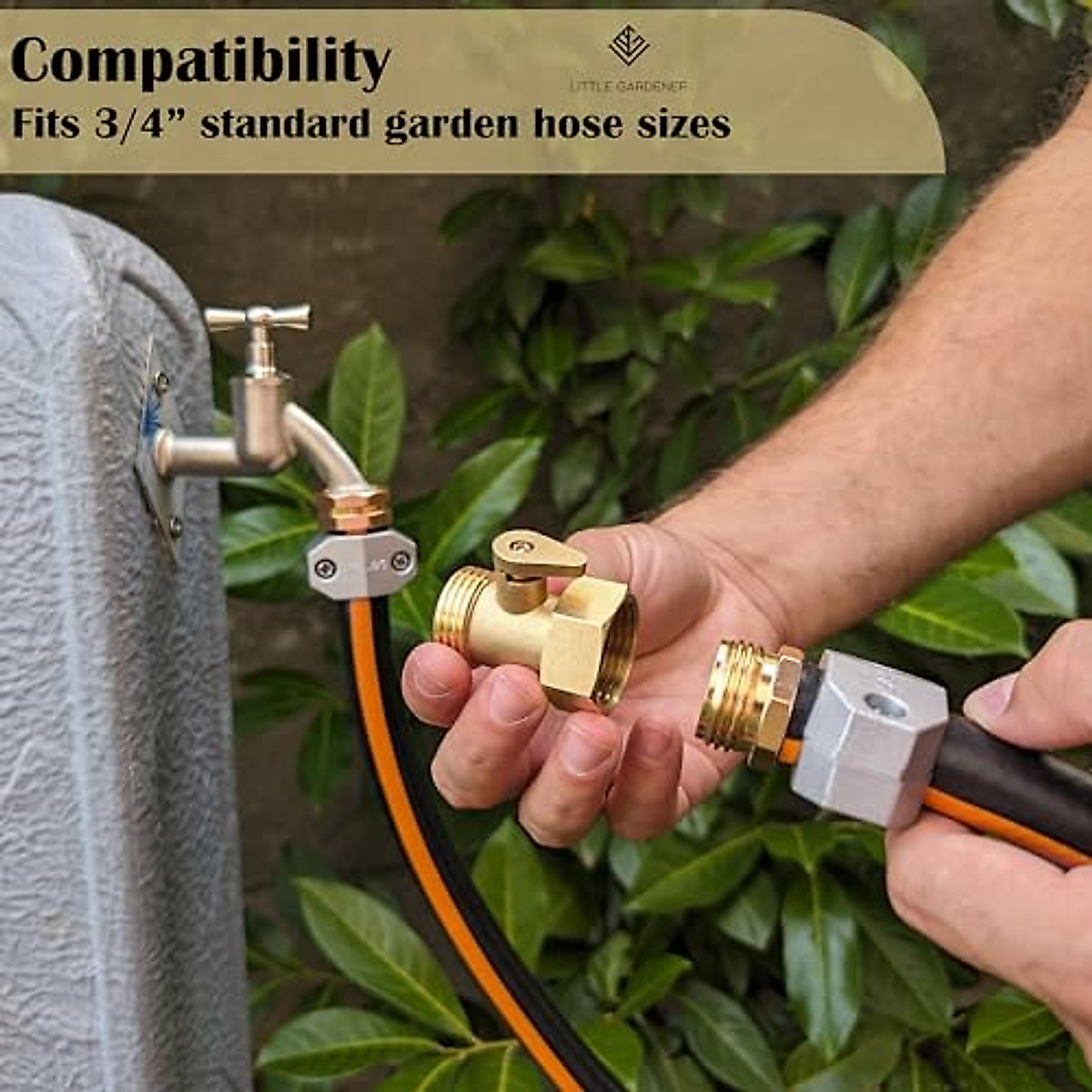 Little Gardener Garden Hose Repair Kit - Heavy Duty All Metal Body - 3/4 Inch Garden Hose Fittings - Female and Male Water Hose End Replacement - Hose Fix Set to Connect to Outside Water Hose Bib