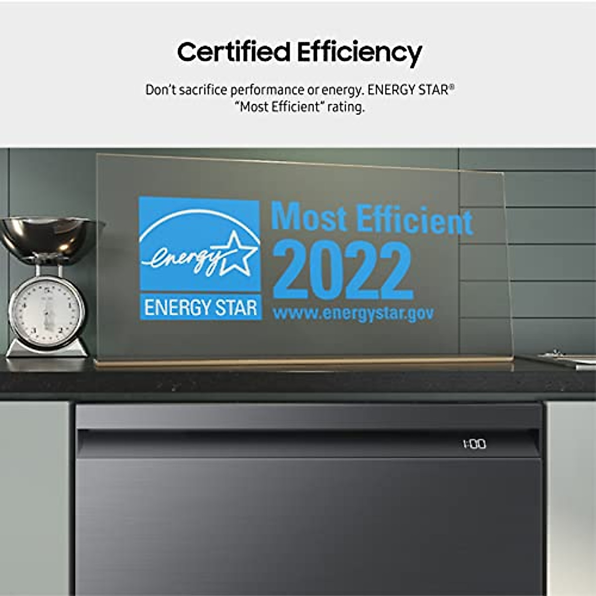 SAMSUNG Smart 44dBA Dishwasher w/ StormWash+, AutoRelease Door, Quiet Operation, 3 Dish Racks, Pre Blast Cycle, Energy Star Certified, DW80B6060UG/AA, Fingerprint Resistant Stainless Steel, Black