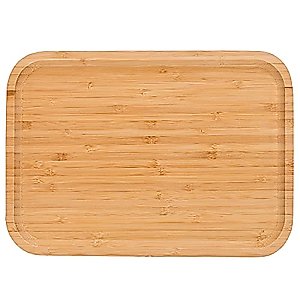 2-Pack 12 X 8 Inches Bamboo Trays ,Serving Tray Bamboo Breakfast Dinner Food Trays Coffee Tea Serving Tray Fruit platters for Home Hotel Restaurant