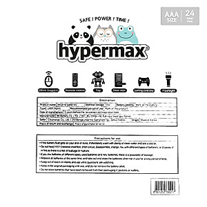 CLEANWRAP Hypermax Cute Character Long-Lasting All-Purpose High-Performance Alkaline AAA Batteries (1.5V - 24 Pack) | Cute AAA Batteries, Household Items Under 10 Dollars, AAA Battery Pack