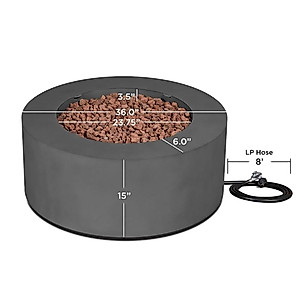 Real Flame Aegean Round Propane Fire Table for Outdoors in Weathered Slate with Natural Gas Conversion Kit, Lid and Storage Cover - Durable Gray Fire Pit