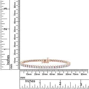 Wishrocks 1 Carat Round Cut Natural White Diamond Miracle Set Tennis Bracelet In 14k Rose Gold Over Sterling Silver (Clarity : I2-I3, Color : I-J, 1 Cttw) 8.5 Inch
