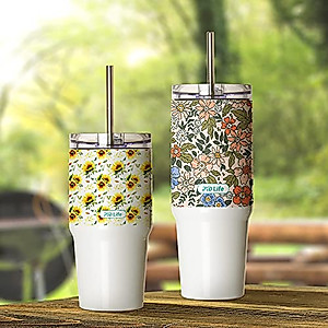 PYD Life Sublimation Tumblers Blanks Stainless Steel 30 OZ White Insulated Reusable Travel Coffee Mugs Cups with Leakproof Lid and Stainless Straw for Tumbler Heat Press 4 Pack